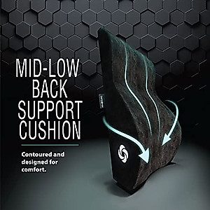 SAMSONITE, [Mid-Low] Back Support Lumbar Pillow for Office Chair or Car Seat, [HIGH GRADE - MEMORY FOAM], Boost your Back Comfort Zone, Versatile Use Supportive Cushion with Soft Plush Cover