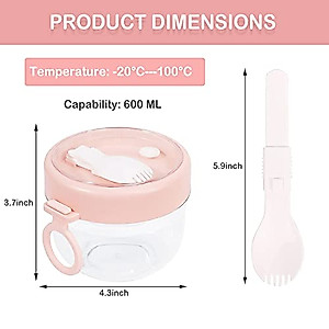 Gelecek Overnight Oats Container with Lids and Spoon, 2 Pcs Portable Plastic Overnight Oats Jars Yogurt Jars，20 oz Large Capacity Leak-Proof Dessert Cups Salad Storage Container, Pink