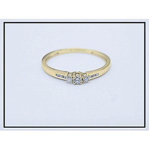 Dazzlingrock Collection 0.13 Carat (ctw) Round White Diamond Ladies Bridal Promise 3 Stone Engagement Ring, 10K Yellow Gold, Size 5.5