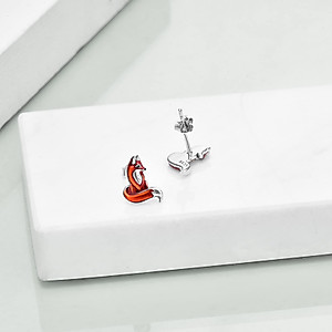 Fox Earrings Gifts Sterling Silver Cute Kitsune Fox Stud Earrings Jewelry Prom Earrings Christmas Gifts for Women Teen
