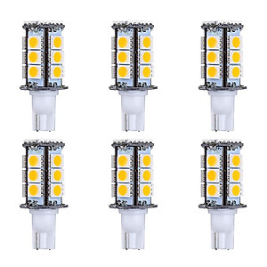 Makergroup T5 T10 Wedge Base LED Light Bulb High Brightness 12VAC/DC 3Watt 2700K-3000K Warm White Color for Outdoor Landscape Lighting Deck Stair Step Path Lights and RV Lights Pack of 6