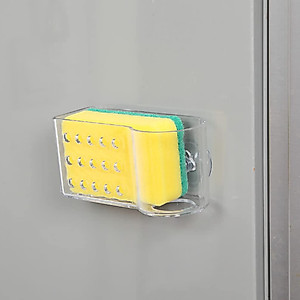 DOITOOL 2pcs Kitchen Sink Caddy Suction Cup Sponge Holder Plastic Sink Tray Soap Scrubber Brush Drying Rack Kitchen Draining Basket