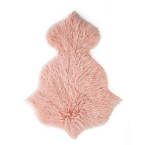 CosyCo Faux Fur Sheepskin Rug, Soft Plush Fluffy Fuzzy Area Beside Throw Rug, Decorative Luxury Chair Seat Cover for Bedroom, Living Room, Office, Couch, Floor, Home Decor, 1.8x2.5ft, Pink