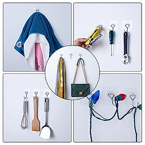 Meknow Large Adhesive Hooks Utility Hooks 12 Pack Waterproof and Rustproof Wall Hooks for Hanging Heavy Duty, Stainless Steel Robe & Towel Hanger 22Ib(Max) for Kitchen, Bathroom, Home and Office