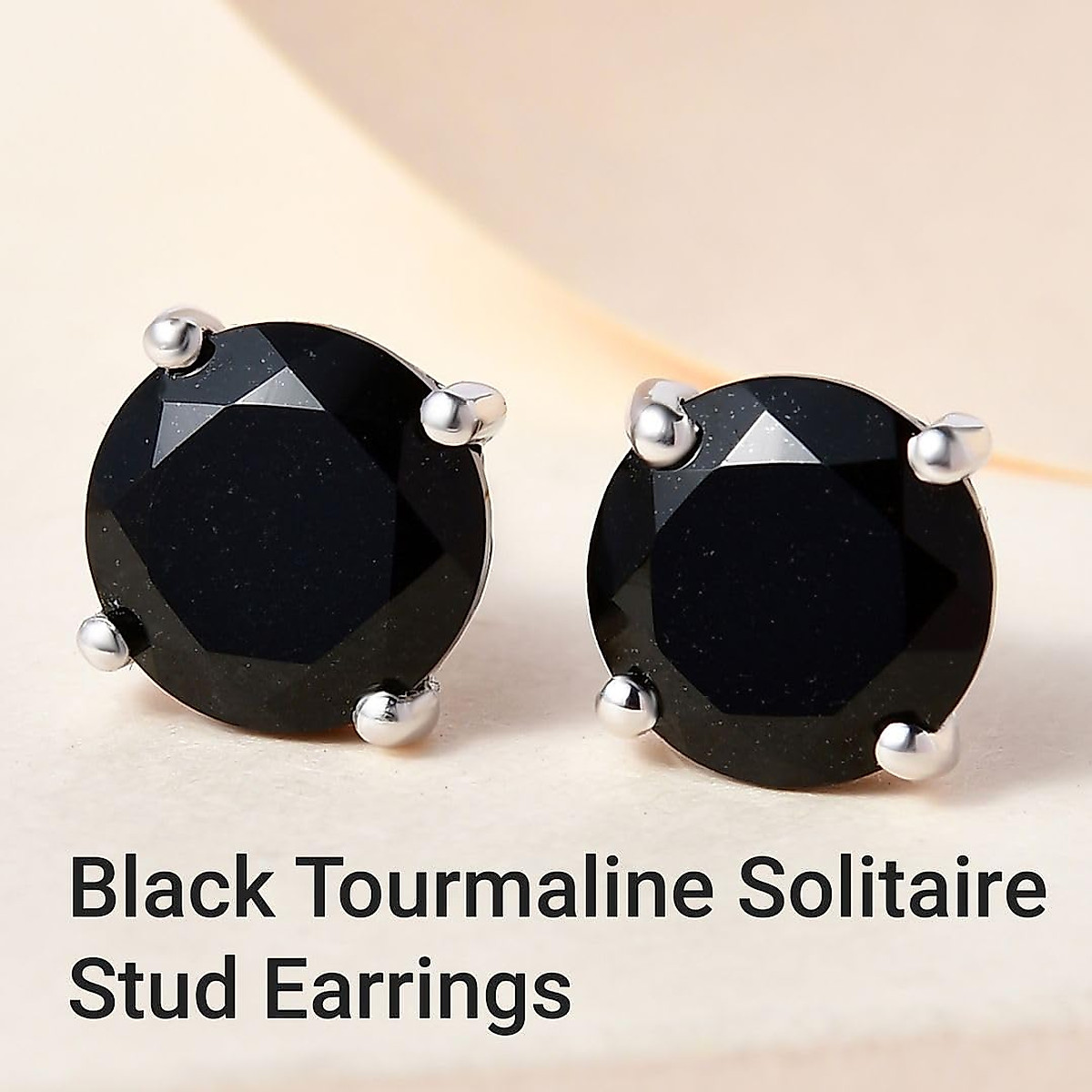 SHOP LC Black Tourmaline Stud Earrings for Women 925 Sterling Silver Platinum Plated Goth Comfy Jewelry Gifts for Women Ct 4 Birthday Gifts