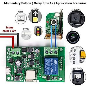 Newgoal wireless jog relay momentary/self-locking switch module DIY smart home remote control wifi relay switch Ewelink App compatible with Alexa Echo Google Home IFTTT (DC1)