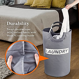 Lifewit 82L Large Laundry Basket Collapsible Clothes Hamper Durable Oxford Fabric Portable Folding Laundry Bin for Bedroom, Laundry Room, Closet, Bathroom, College, Grey