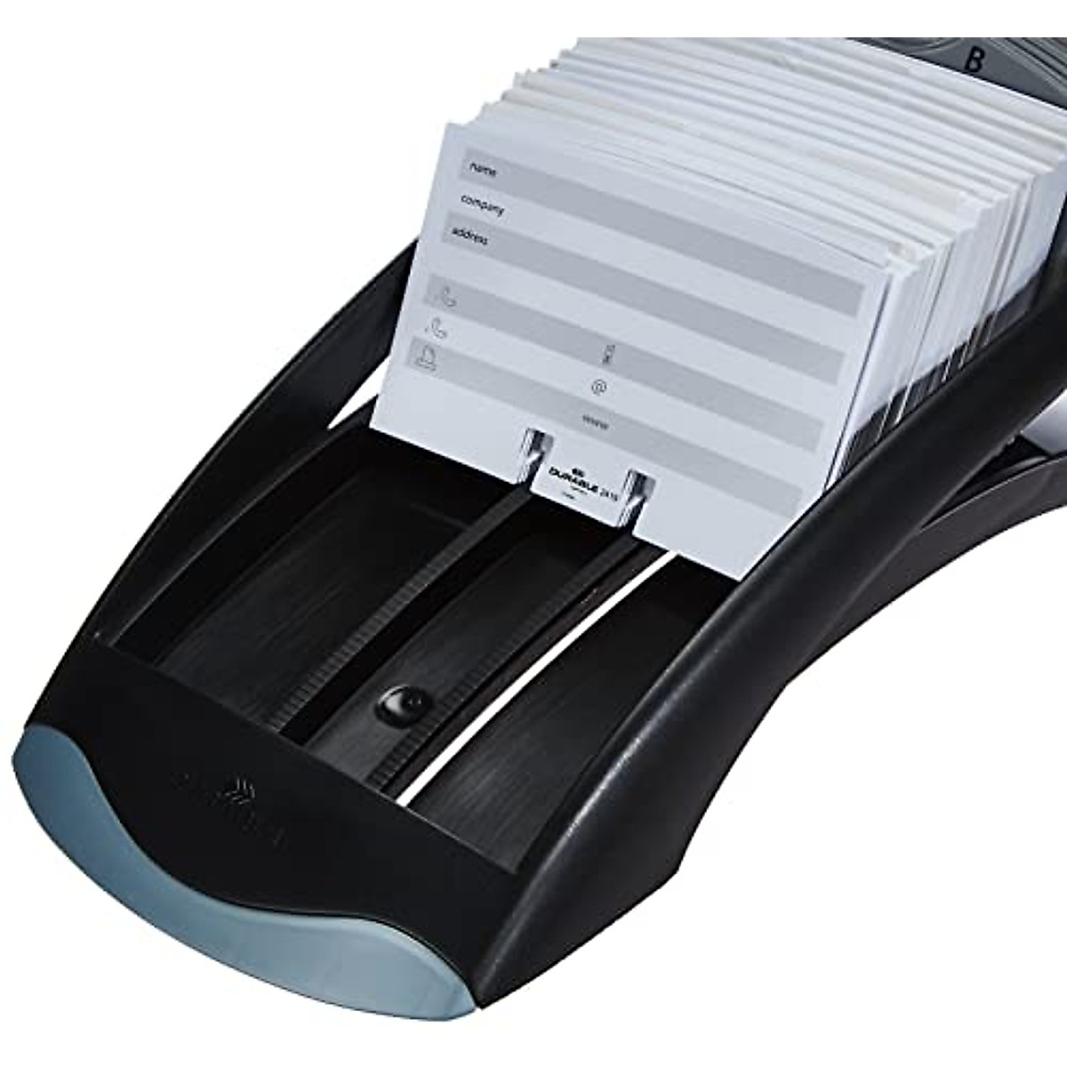 Durable Telindex Desk Address Card File, Holds 500 2.88 X 4.13 Cards, 5.13 X 9.31 X 3.56, Plastic, Graphite/black