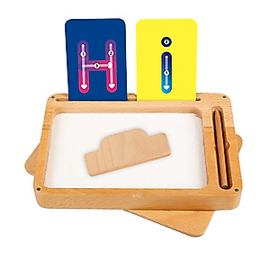 Blue Ginkgo Montessori Sand Tray – Premium Wooden Tray with Lid for Letter Tracing, Numbers, Drawing, Classroom Use (9.8 x 6.7 Inches)