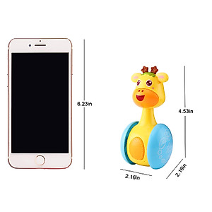 Tinabless Giraffe Tumbler Doll Roly-Poly Baby Toys, Cute Rattles Toys for Newborns 3-12 Month Baby Boys and Girls Xmas Birthday Gifts Stocking Fillers