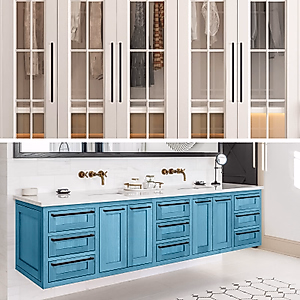 IronFun 6-Pack|12-3/5 Inch Black Cabinet Pulls Handles for Kitchen Extra Long, Dresser Drawer Pulls Handles Modern Euro Style，Square Stainless Steel T Bar Pulls Knobs 12.6 in