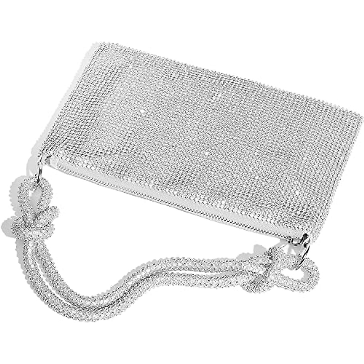 Full Rhinestone Evening Bag For Women Shoulder bag Shiny Hobo Bag Travel Vacation Handbag Party Club Prom Bling Wedding Purse (Silver)