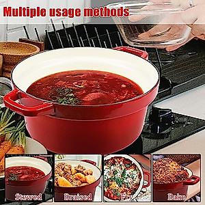 CUKOR 7QT Dutch Oven Pot With Lid,Ceramic Dutch Ovens for Sourdough Bread Baking,Enameled Cast Iron Bread Cooking Pot,Non-Stick,Oven Safe (10 Pcs Bread Paper Liners)