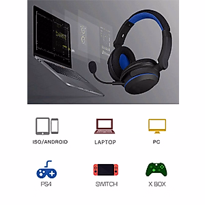 OONOL Gaming Headphones, Rotated Earmuffs, Retractable Microphone, Bass Sound, On Ear Wired Noise Cancelling Headset for PC, PS4, PS5, Xbox One, Switch, Laptop, 3.5MM Jack (Black)
