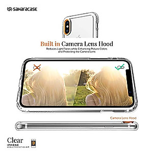 SaharaCase-Crystal Series Case Cover with Tempered Glass Kit Shockproof Heavy Duty Military Grade Drop Tested Apple iPhone Xs MAX 6.5" (2018) Clear