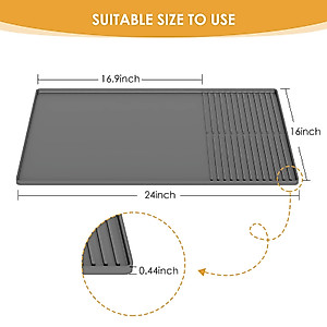 Silicone Coffee Mat with Raised Edges, ,24'' X 16'', Coffee Bar Mat for Countertops, Coffee Bar Accessories Fit Under Coffee Maker Espresso Machine, Dish Drying Mat