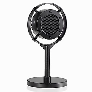 Facmogu Antique Diaphragm Condenser Microphone Props, Ancient Fake Plastic Mic from 1930s - 1940s, Vintage Retro Microphone Props for Holiday Party Shooting - Black
