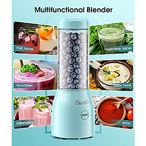Facelle Smoothie Blender, 400W Powerful Personal Blender, 17Oz Personal Size Blender with 4 Sharp Stainless Steel Blades, Smart Switch Portable Blender for Shakes Frozen Drinks Smoothies Food Juices