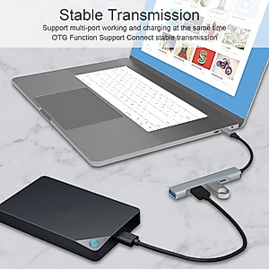 Lightning to USB Hub [Apple MFi Certified] 4-in-1 USB OTG Hub with 3 USB 3.0 Port and Fast Charging Port for iPhone/iPad Compatible with USB Microphones/USB Flash Drive/Keyboard/Mouse/USB Sound Card