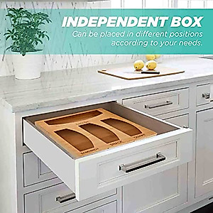 Bvalor Bamboo Ziplock Bag Storage Organizer - 4 Separate Baggie box for kitchen Drawer - Food Storage Bag - Suitable for Gallon, Quart, Sandwich and Snack - Single Piece Design