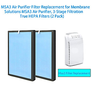 Bibolic MSA3 Replacement Filter Compatible with Membrane Solutions MSA3 Air Purifier, 2 Pack 3 in 1 True HEPA Replace Filters