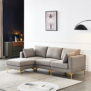 LCH Convertible, L Shaped Reversible Chaise, Sectional Sofa Couch for Small Space, Grey