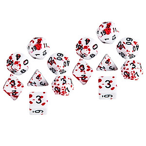 ABOOFAN 14Pcs Blood Splatter Dice Polyhedral Dice Set Bloodstained Acrylic Gaming Dices RPG Games Dices for Tabletop Role Playing Dice Games