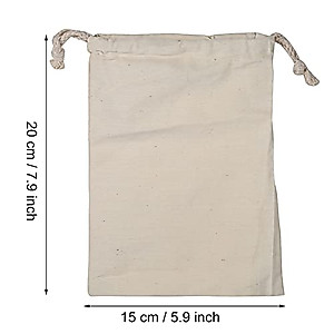 SHREEVASA Cotton Drawstring Bags Reusable Produce Bags Cotton Cotton Storage Bag Travel Bag Drawstring Storage Laundry Sack Stuff Bag for Party Wedding Home Supplies Storage (15x20cm / 5.9x7.9in)