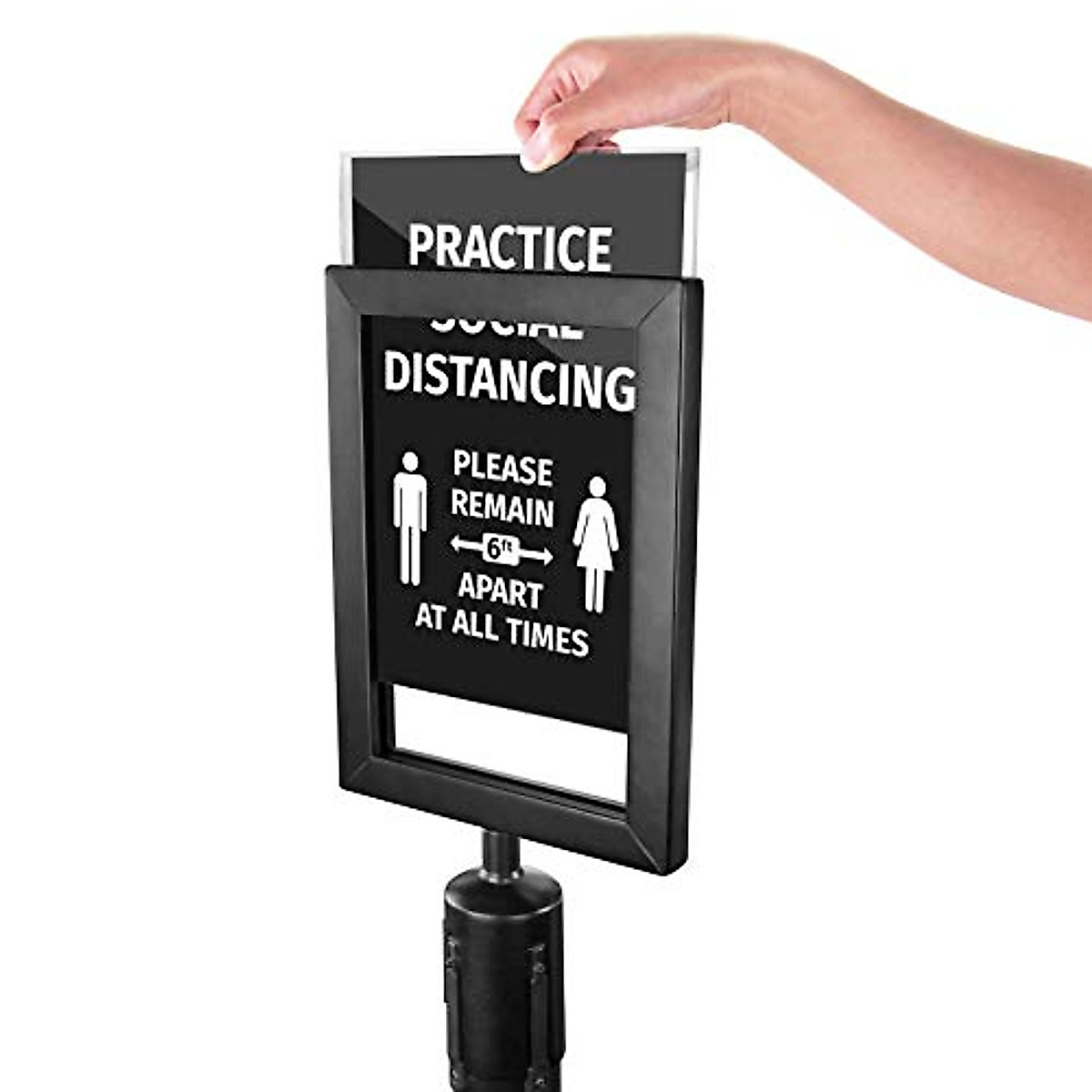New Star Foodservice 54729 Commercial-Grade Stanchion Top Sign Frames, Black, Sign Sold Separately (Fits 2.5-Inch Post Diameter)