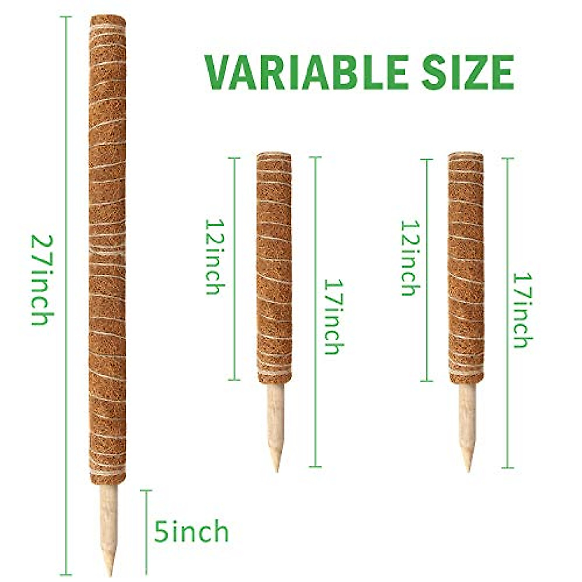 Moss Pole, Augshy 27 Inch Moss Poles - 2Pcs 17 Inch Moss Pole for Plants Monstera Indoor Climbing Plants Pole for Potted Plants Indoor