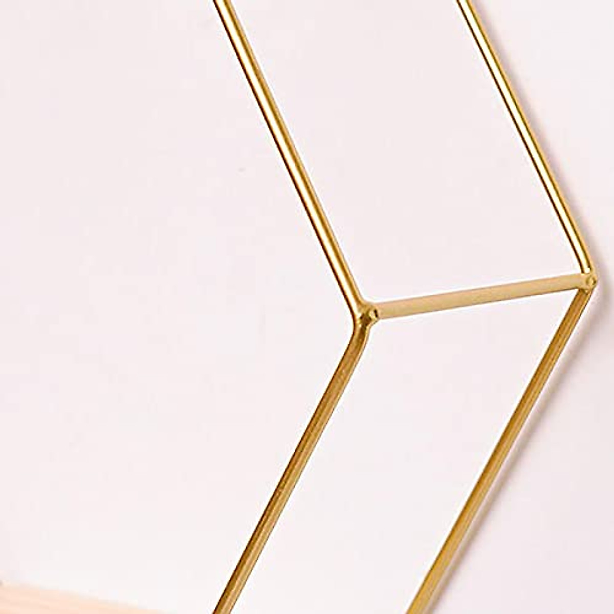 ＫＬＫＣＭＳ 3X Nordic Style Hexagon Honeycomb Floating Wall Shelf Display Iron Hanging Storage Rack Holder for Home/Office Bathroom Kitchen Room , Gloden