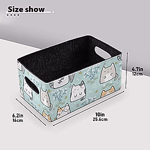 Kawaii Cute Cat Storage Basket Felt Storage Bin Collapsible Towel Storage Convenient Box Organizer for Pet Supplies Magazine
