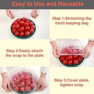 100Pcs Bowl Covers Food Cover Dish Covers, Plastic Bowl Covers Elastic Reusable, Reusable Elastic Stretch Plastic Covers For Bowls, Plastic Food Covers With Elastic For Bread Proofing (100PC BAG)