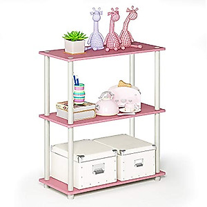 Furinno Turn-N-Tube 3-Tier Compact Multipurpose Shelf Display Rack, Pink/White