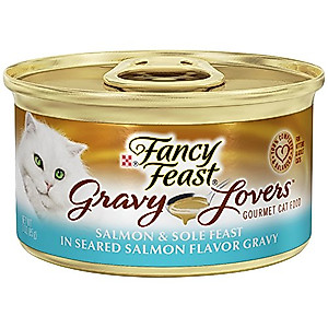 Fancy Feast Gravy Lovers Salmon and Sole Feast in Seared Salmon Flavor Gravy 24 Pack