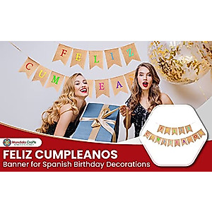 Mandala Crafts Feliz Cumpleaños Banner for Spanish Birthday Decorations - Feliz Cumpleanos Fiesta Mexican Birthday Banner for Mexican Happy Birthday Decorations Party Backdrop