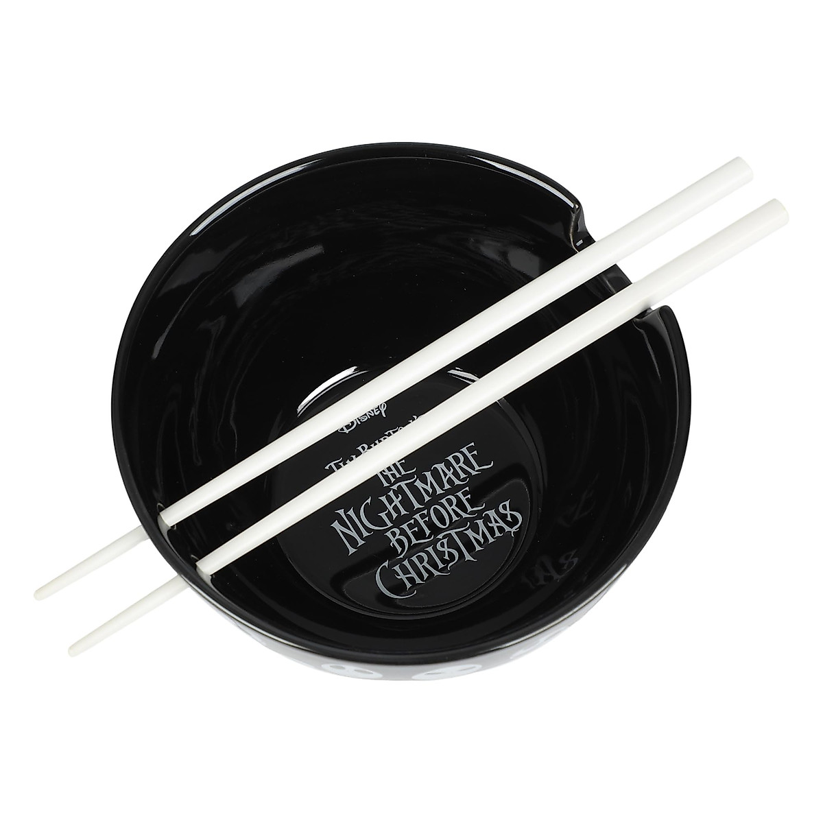 Bioworld Nightmare Before Christmas Jack Skellington On-The-Go Ceramic Ramen Bowl With Chopsticks