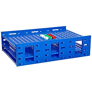 Heathrow Scientific Polypropylene Mega Rack Tube Rack, 216 Wells, Holds 5-7 mL Tubes, Autoclavable, Blue