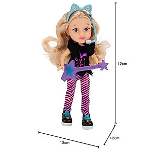 Like Nastya My BFF Nastya Doll Dressed as a Rock Star; 8-inch Plush Doll with Microphone Headband, Guitar, and Hairbrush Accessory