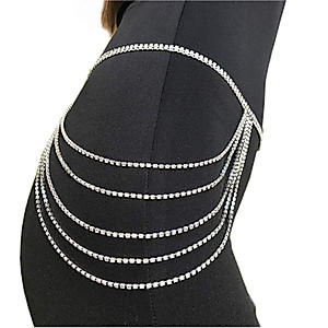 Rhinestone Body Chains Belt Crystal Waist Chains Heart Pendant Summer Beach Waist Body Jewelry Festival Belt Belly Jewelry for Women