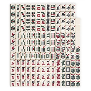 Yellow Mountain Imports American Mahjong Game Set, Sapphire with Blue Soft Case - All-in-One Racks with Pushers, Wright Patterson Scoring Coins, Dice, & Wind Indicator