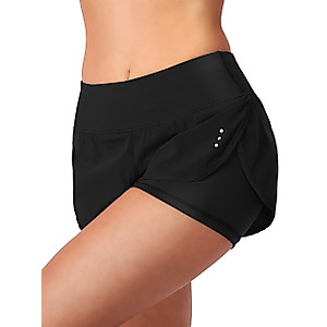 Soothfeel Women's 2 in 1 Running Shorts Workout Athletic Gym Yoga Shorts for Soothfeel Women with Phone Pockets Black