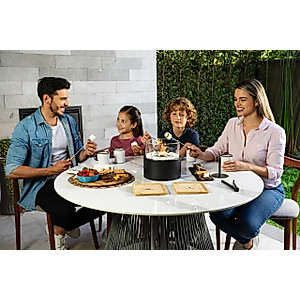 Roundfire Halo - Tabletop fire Pit with Smores Kit - Ethanol Fire Pit, Fire Bowl, Table Top Fire Pit, Mini Personal Fireplace for Indoor & Garden - Gifts for Men Women Housewarming Birthday