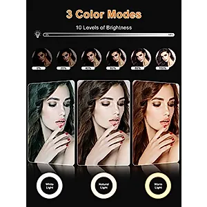 Selfie Ring Light with Stand and Phone Holder with Tripod Stand & Cell Phone Holder,Overhead Camera Phone Mount LED Halo Circle Lights Phone Stand for Video Recording/Live Stream/Vlog/YouTube/TikTok