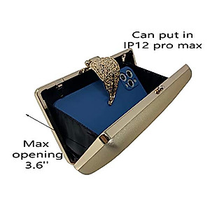 Cirilla Women PU Evening Bag Clutch Purse Crossbody Bag with leaf-style flip lock for Wedding Cocktail Party Banquet (Gold)