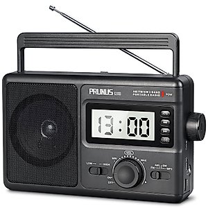 PRUNUS J09 Digital AM FM Portable Radio Shortwave, Bigger Screen for Elderly, AC/ 4 D Cell Batteries Powered,TF Card/USB Player, Time Setting, Earphone Jack, Auto Station Preset for Seniors/Hurricane