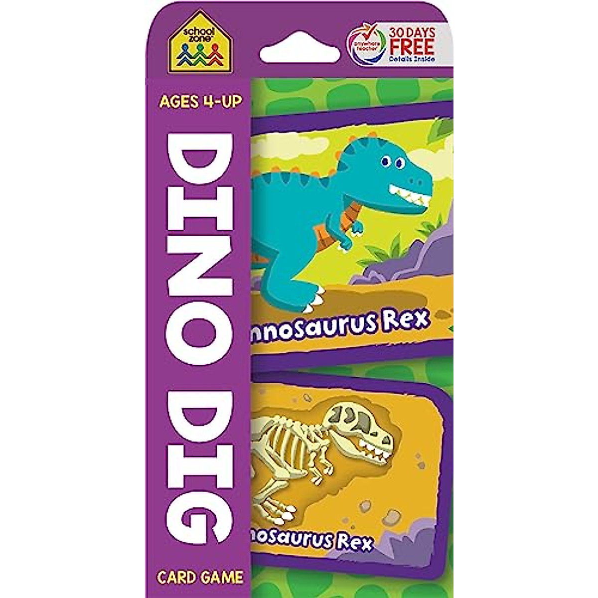 School Zone - Dino Dig Card Game - Ages 4+, Preschool to Kindergarten, Dinosaurs, Dinosaur Names, Counting, Matching, Vocabulary, and More (School Zone Game Card Series)
