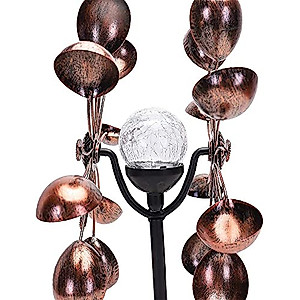 NUENUN Wind Spinner Outdoor Metal - Multi-Color Seasonal LED Lighting Solar Powered Glass Ball with Kinetic Wind Spinner Dual Direction for Patio Lawn & Garden