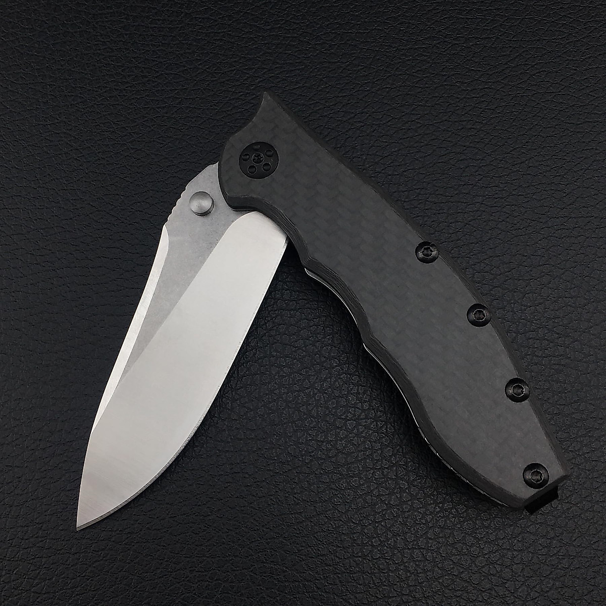 8.3 Inch Hinderer Slicer Folding Pocket Knife 0562CF, 3.5 Inch 8Cr13Mov Steel Blade, Carbon Fiber and Stainless Steel Handle, Flipper Opening, Pocketclip, Frame Lock
