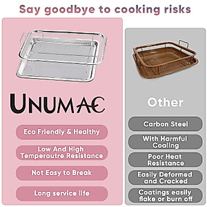 Stainless Steel Air Fryer Basket for Oven, Air Fryer Crisper Tray & Basket with Tongs, 12.8" x 9.6" x 2.3" Oven Air Fry Mesh Basket Set, Oven Air Fryer Basket Set for Chicken/Roasting/French Fry